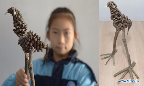 Students make handicrafts by using natural materials in China's Hunan ...