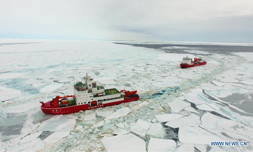 China's polar icebreakers Xuelong, Xuelong 2 sail in Antarctica water ...