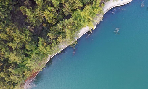 Aerial view of Danjiangkou reservoir in central China's Henan - Global ...