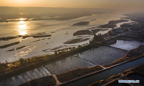 Sunrise scenery in Heyang section of Yellow River - Global Times