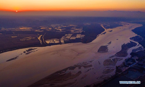Sunrise scenery in Heyang section of Yellow River - Global Times