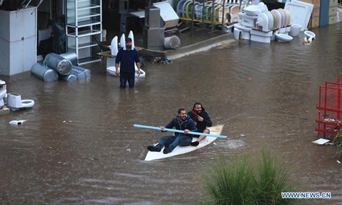 Heavy rain floods roads in Lebanon - Global Times