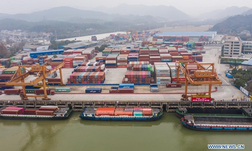 Container terminal of Huzhou Port in east China's Zhejiang - Global Times