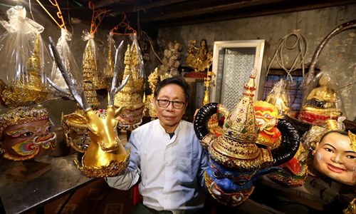 Local artisan creates character masks for Myanmar version of Sanskrit ...