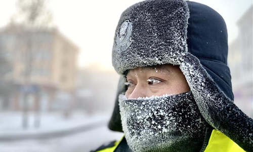 Mohe traffic police work outdoors in extremely cold weather - Global Times
