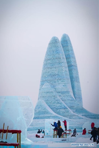 34th Harbin Int'l Ice Sculpture Competition held in NE China - Global Times