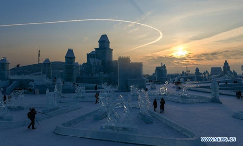 Ice sculptures at sunset in Harbin - Global Times