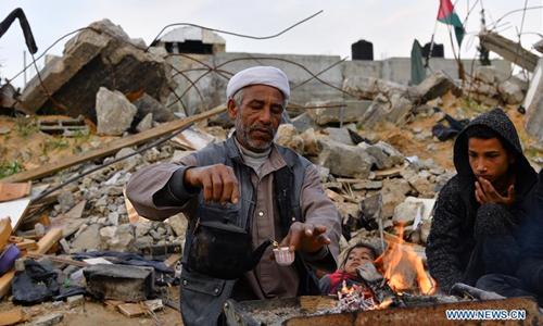 Homeless Palestinians in Khan Younis, southern Gaza Strip - Global Times