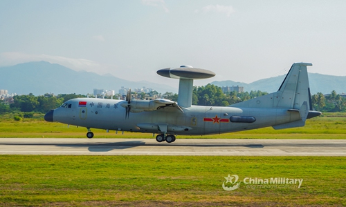 Naval special mission aircraft take off - Global Times