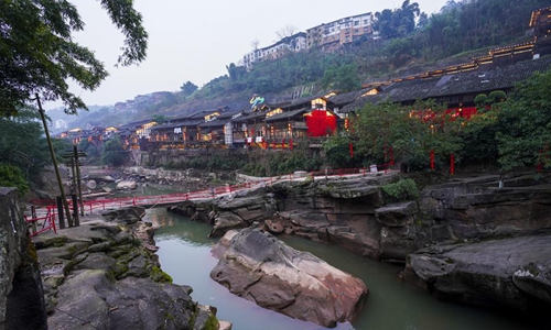 View of Zhongshan ancient town in Chongqing ahead of Spring Festival ...