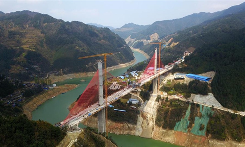 Construction of Qingshui River extra large bridge resumes in SW China's ...
