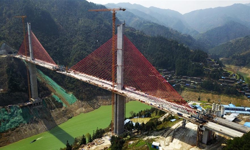 Construction of Qingshui River extra large bridge resumes in SW China's ...