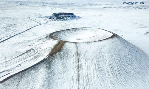 Volcano covered by snow in north China's Inner Mongolia - Global Times