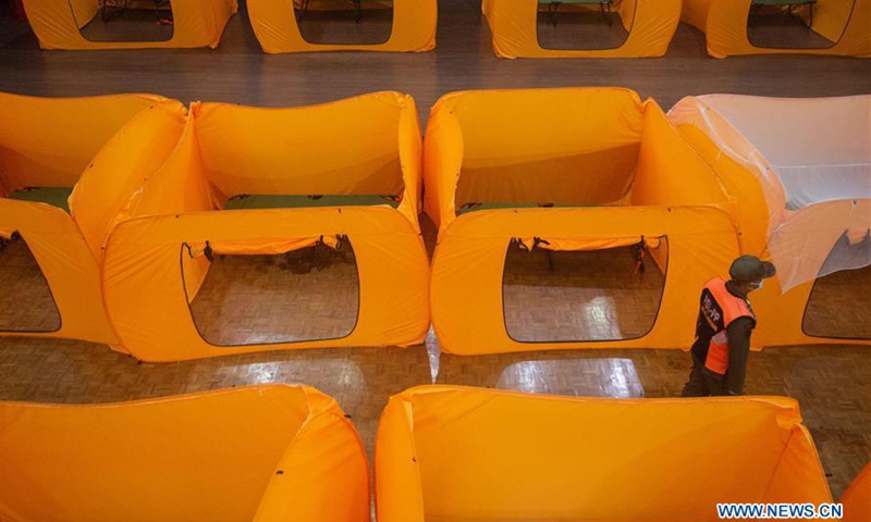 Makeshift quarantine tents prepared in Central Jakarta Art Building ...