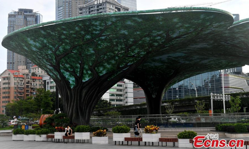 Banyan-tree shaped structure brings coolness in hot summer - Global Times