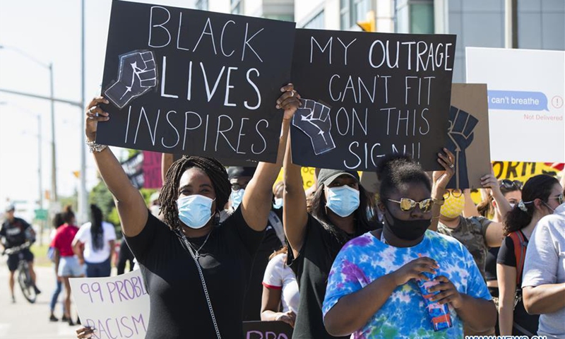 People take part in anti-racism protest in Brampton, Canada - Global Times