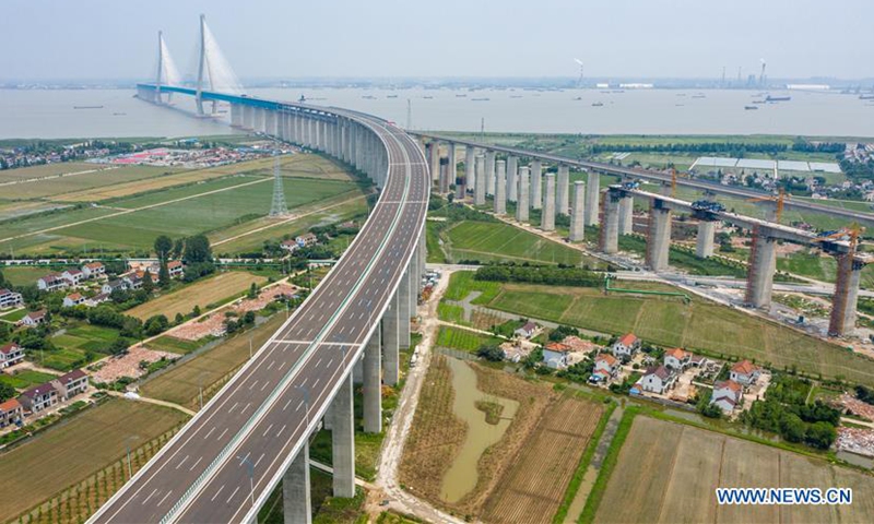 Road-rail cable-stayed bridge with world's longest span opens to ...