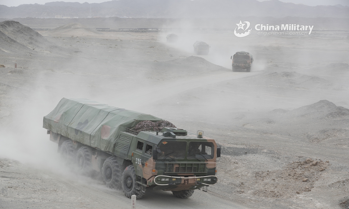 Military truck convoy en route to training field - Global Times