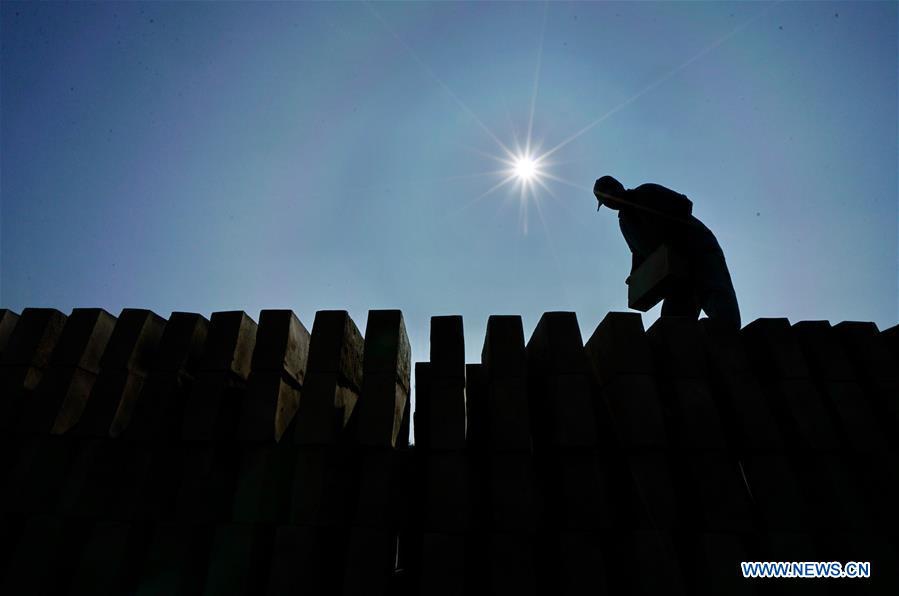 Brick factory in N China's town produces blue bricks for antique ...