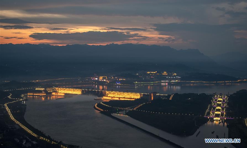 Night view of Three Gorges project - Global Times
