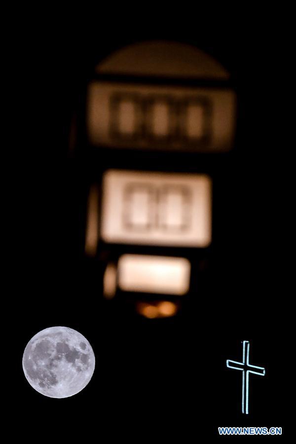 Full moon rises over church in North Macedonia - Global Times