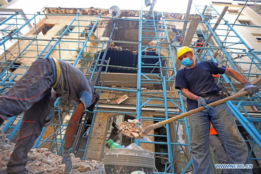 Lebanese people start reconstruction work after Beirut explosions ...