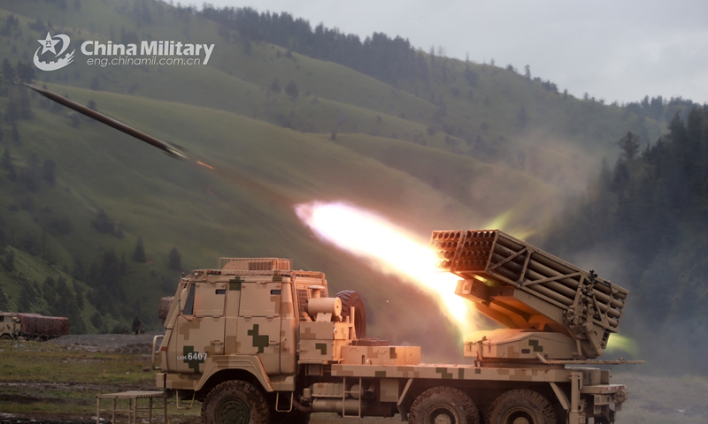 Firing rockets at mock targets - Global Times