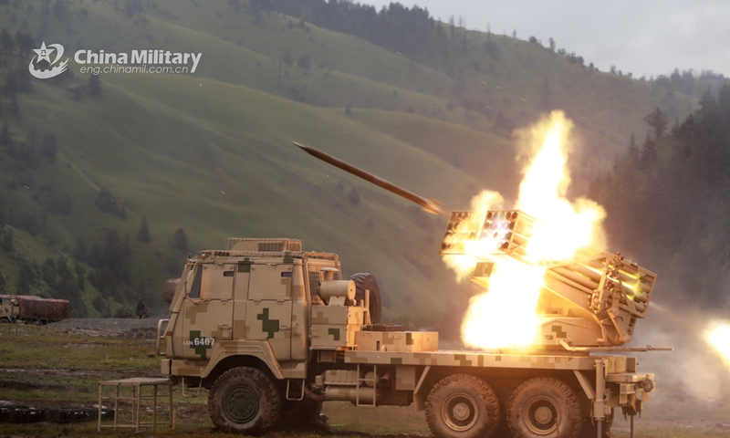 Firing rockets at mock targets - Global Times