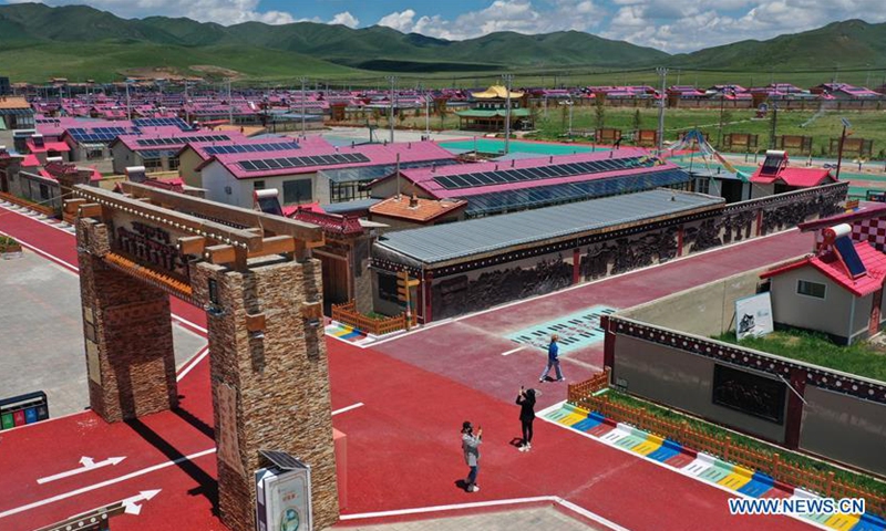 Aerial view of Gannan Tibetan Autonomous Prefecture in NW China ...