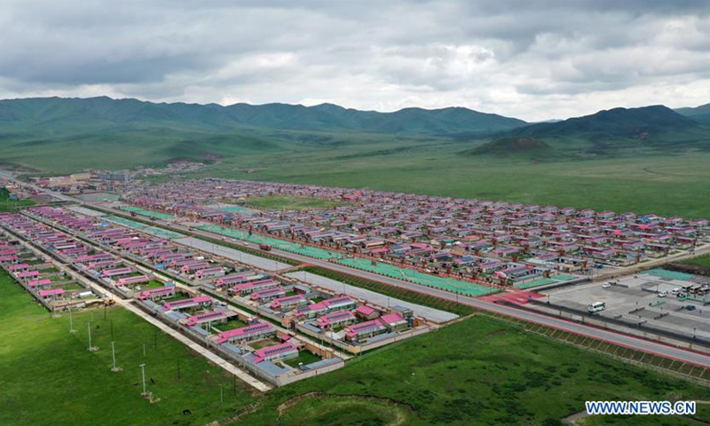 Aerial view of Gannan Tibetan Autonomous Prefecture in NW China ...