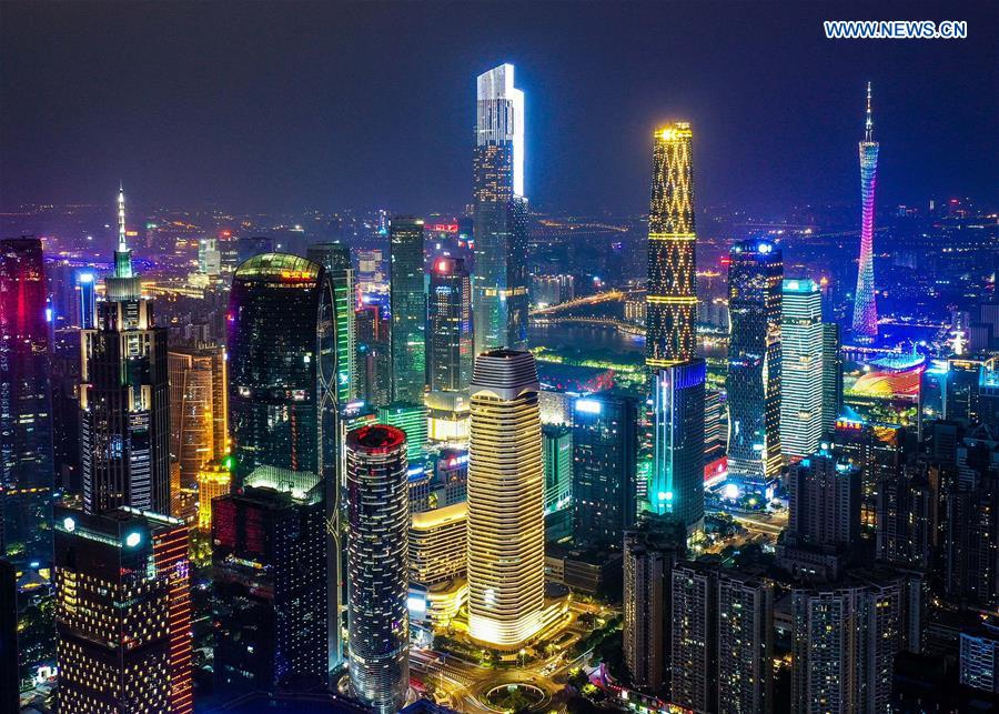 Night view of Guangzhou, capital of south China's Guangdong Province ...