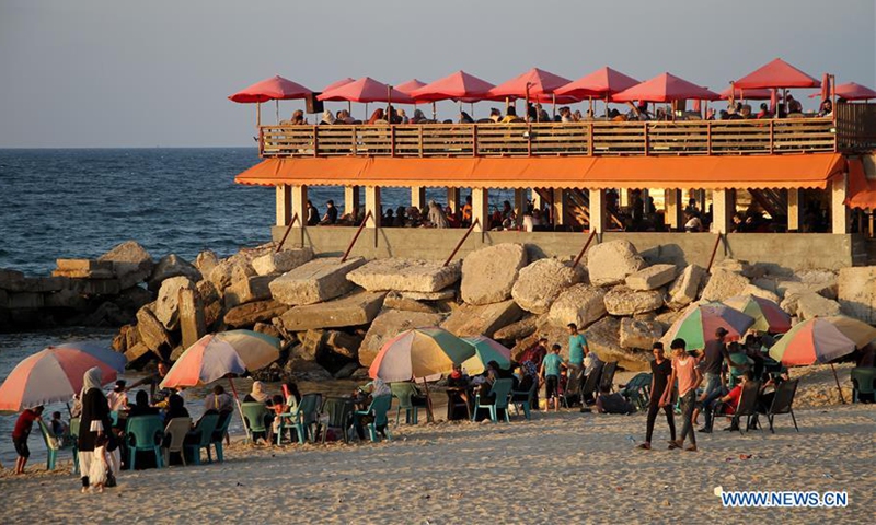 Sunset scenery at seaside in Gaza City - Global Times