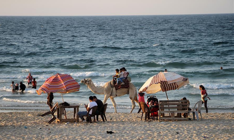 Sunset scenery at seaside in Gaza City - Global Times