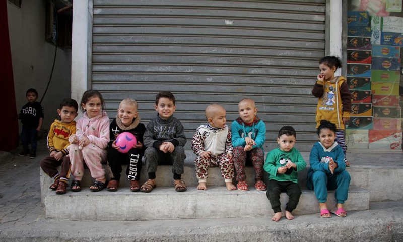 Children at Al-Shati refugee camp in Gaza City - Global Times