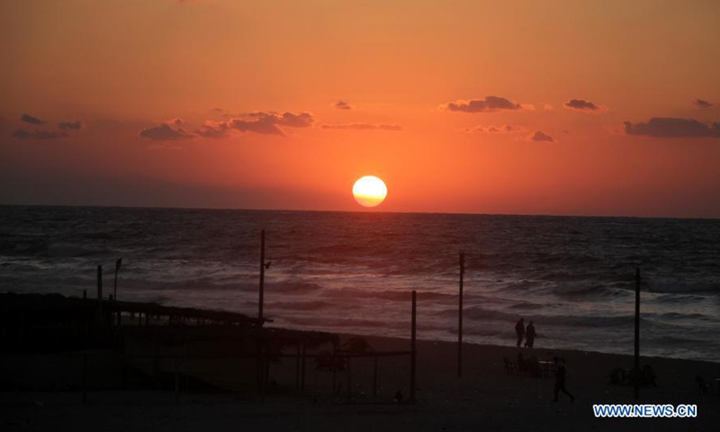 Sunset view at seaside in Gaza City - Global Times