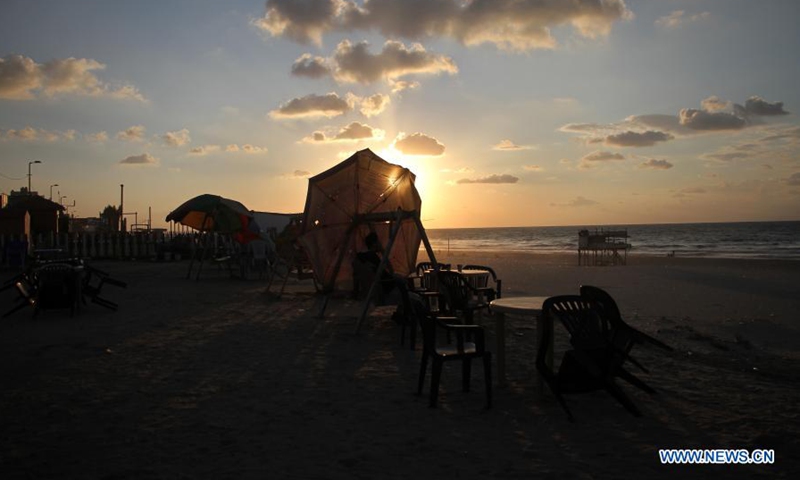 Sunset view at seaside in Gaza City - Global Times