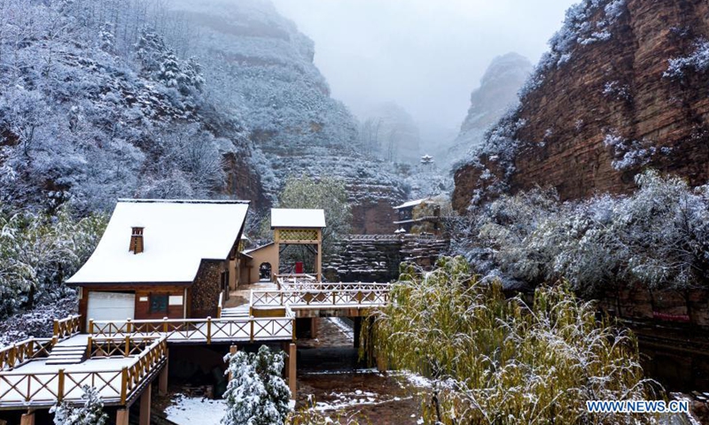 Snow scenery at Qibugou scenic spot in Wu'an City, Hebei - Global Times