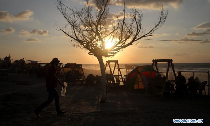 Sunset view at seaside in Gaza City - Global Times