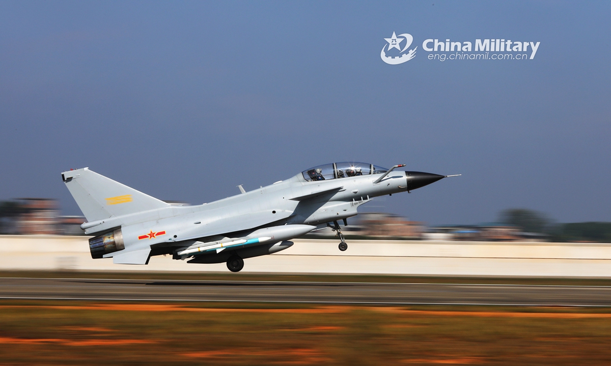 J-10 fighter jets take off under guidance - Global Times