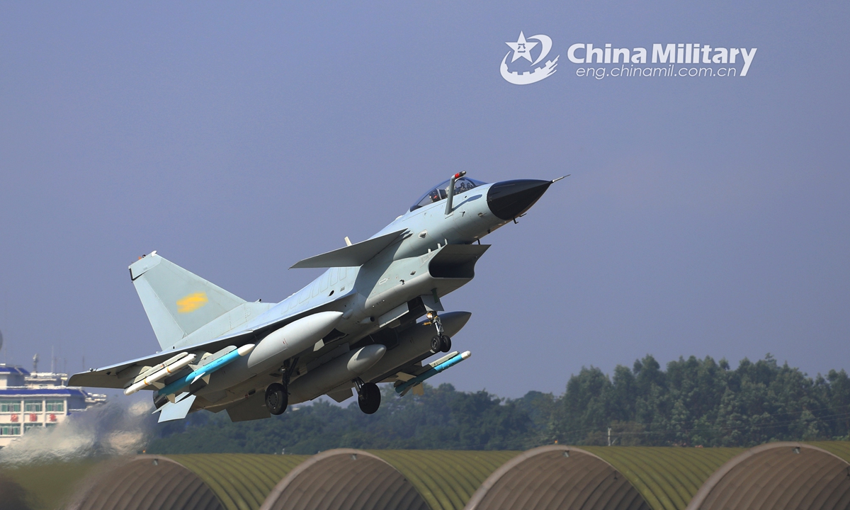 J-10 fighter jets take off under guidance - Global Times
