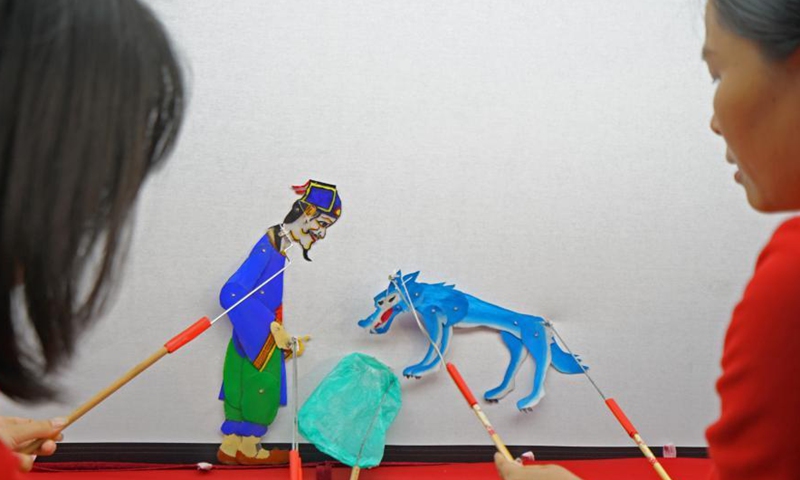 Students experience shadow play in north China - Global Times