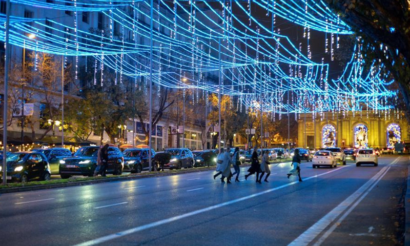 Festive lights for Christmas displayed in Madrid, Spain - Global Times
