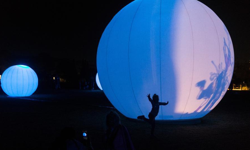 New light installations placed in Athens, Greece - Global Times