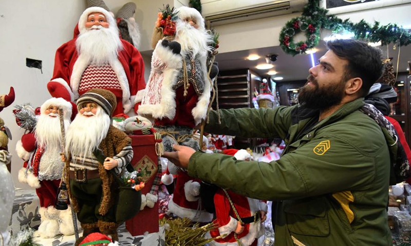 Christmas decorations set up in Damascus, Syria - Global Times