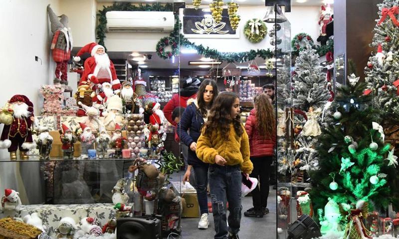 Christmas decorations set up in Damascus, Syria - Global Times