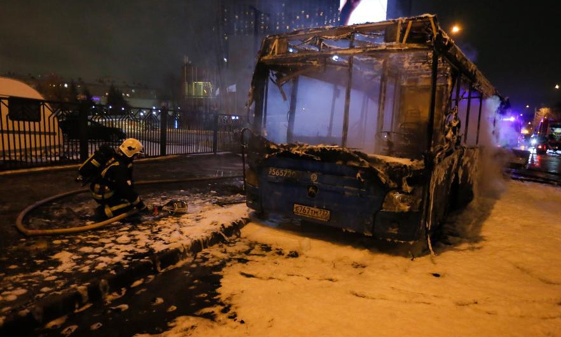 City bus starts to burn for unknown reasons in Moscow - Global Times
