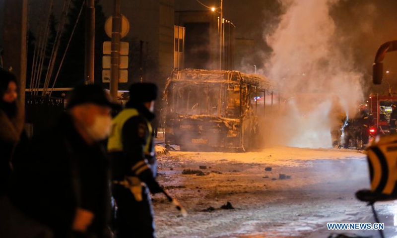 City bus starts to burn for unknown reasons in Moscow - Global Times
