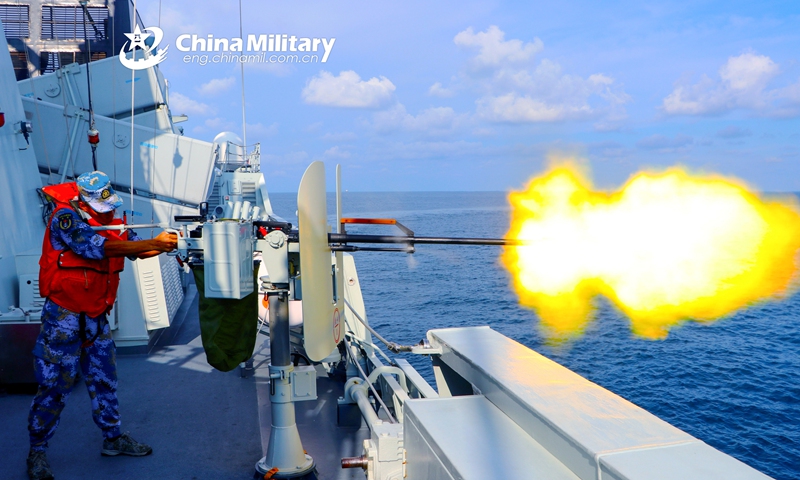 Sailor fires heavy machine gun aboard frigate - Global Times