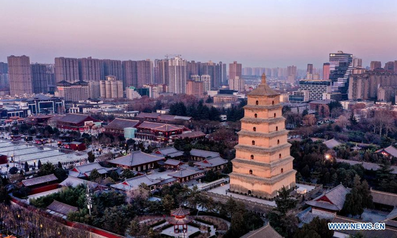 Sunset scenery of Dayan Pagoda in Xi'an - Global Times