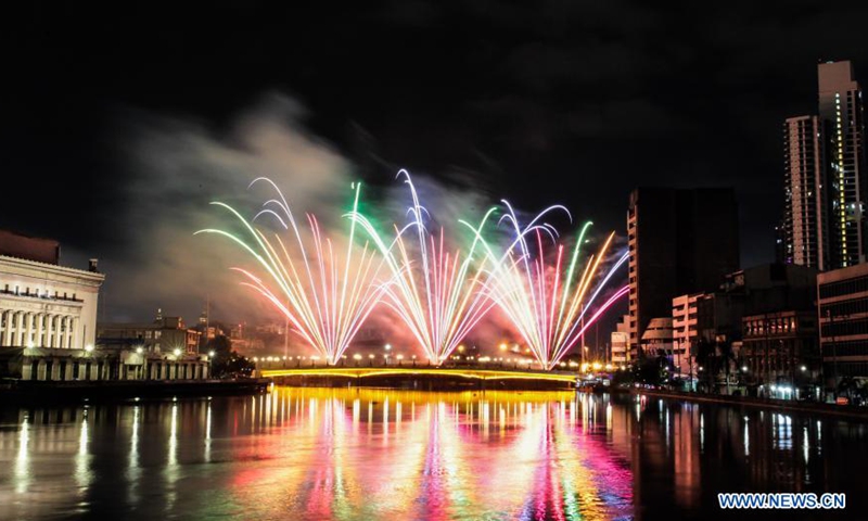 Fireworks displayed during New Year celebration in Manila, the ...